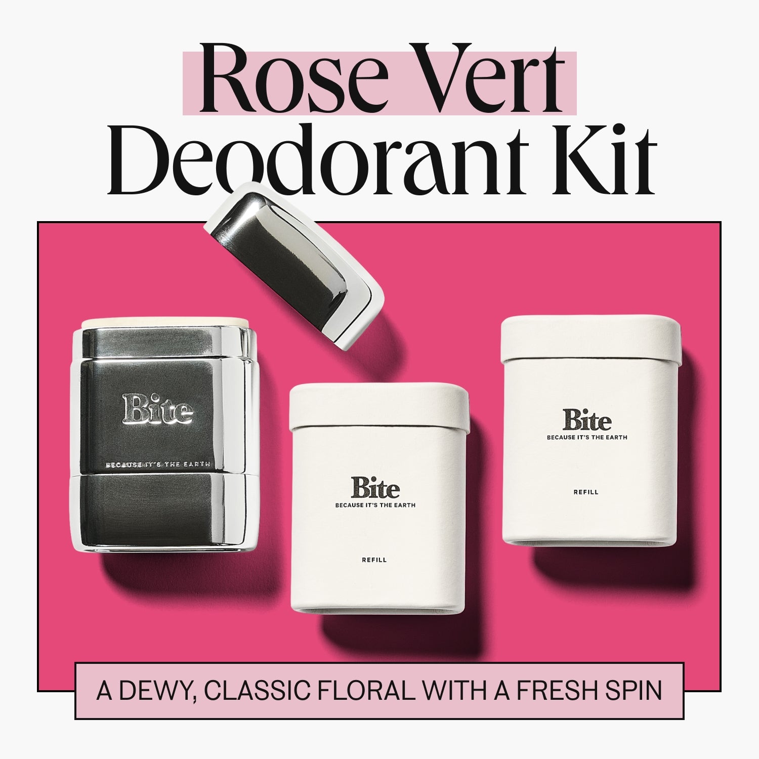 Rose Vert Natural Deodorant by Bite - Clinically Proven Odor Control,
