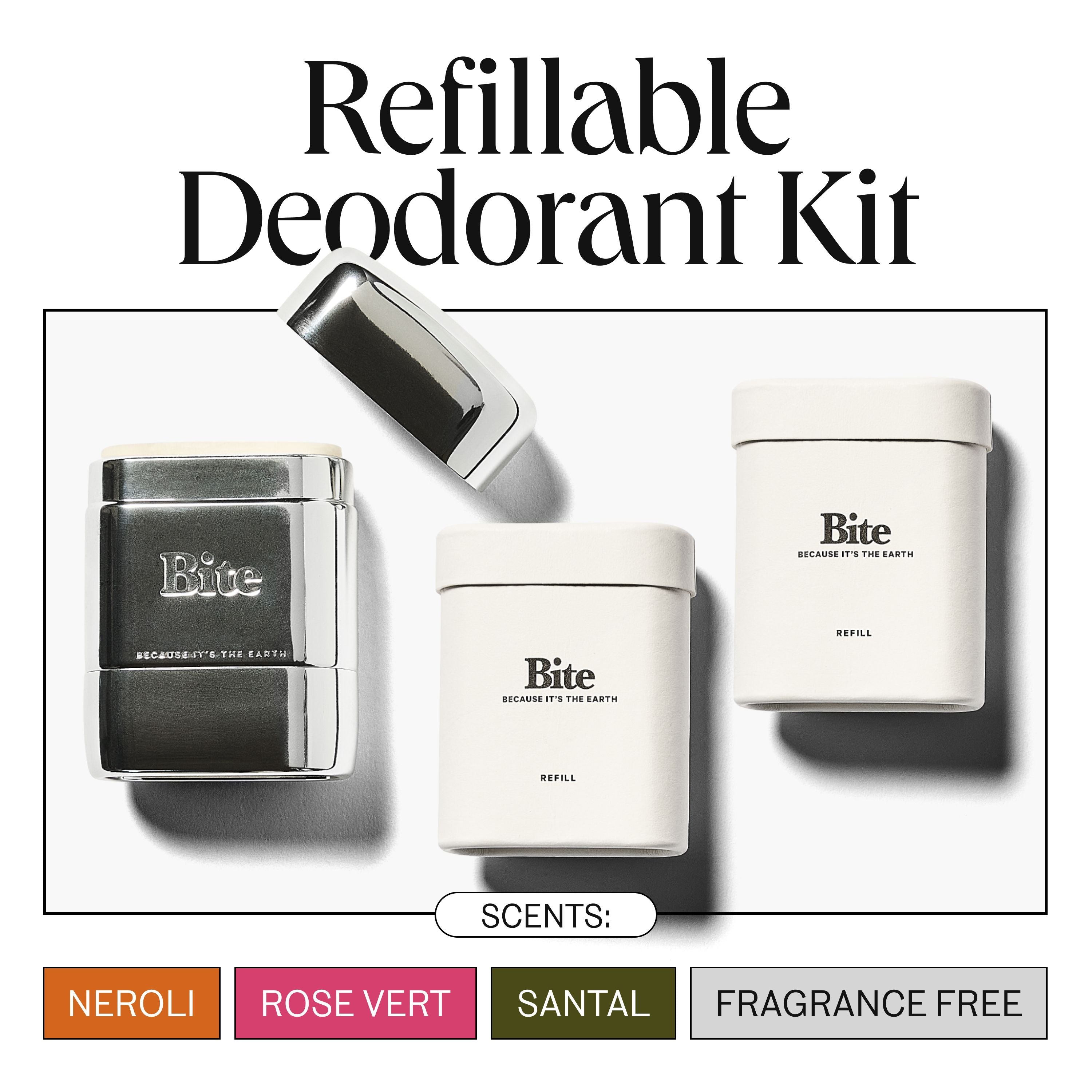 Refillable Natural Deodorant by Bite - Clinically Proven Odor Control,
